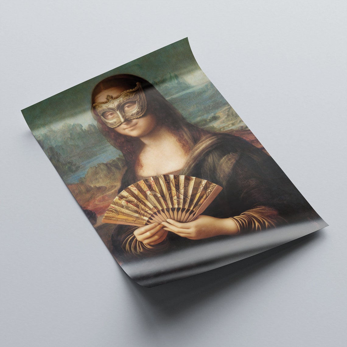 Mona Lisa Venetian Mask Art Print: Living Room Pub Decor - Etsy