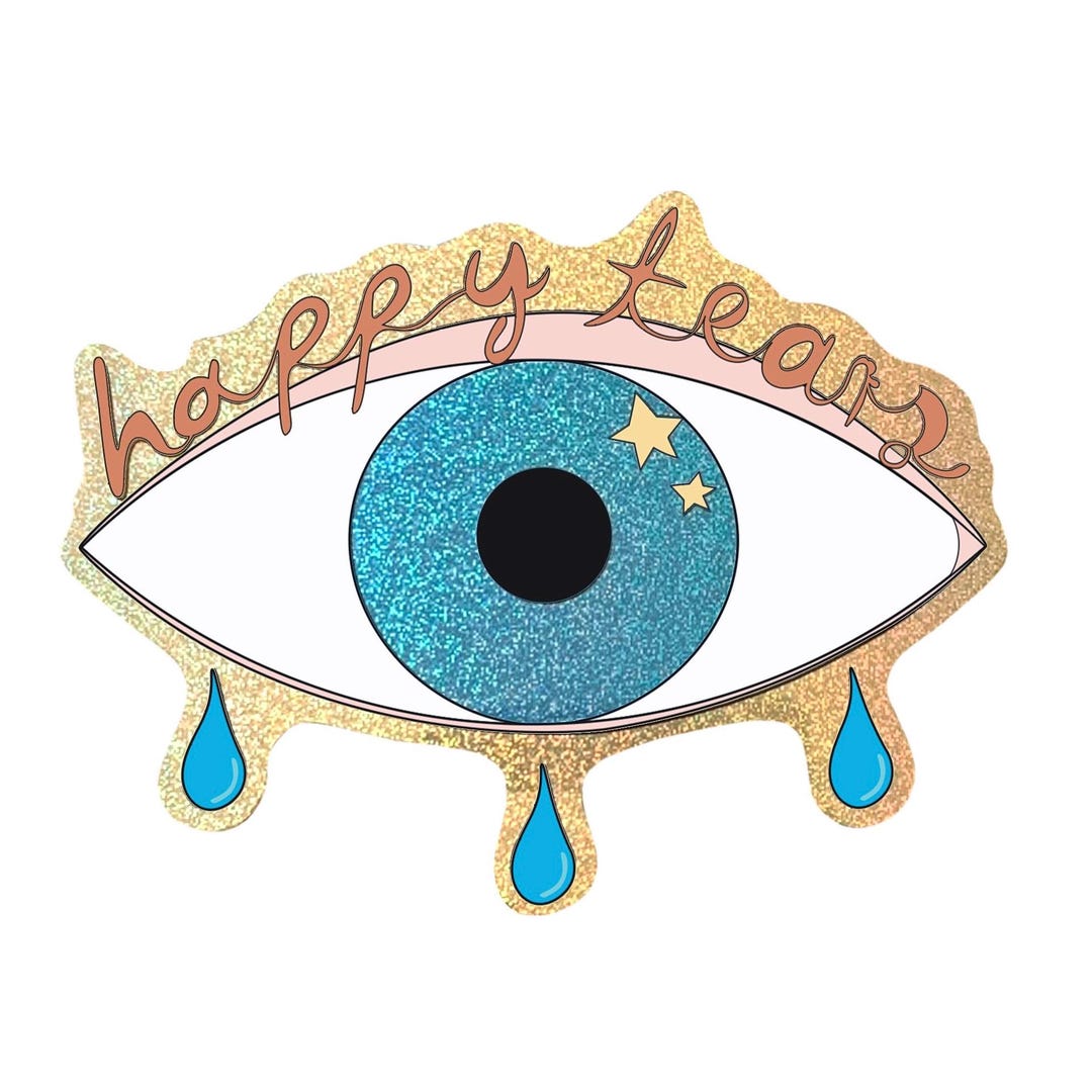 Eye Sticker Positive Glitter Decal, Happy Tears Sticker - Etsy