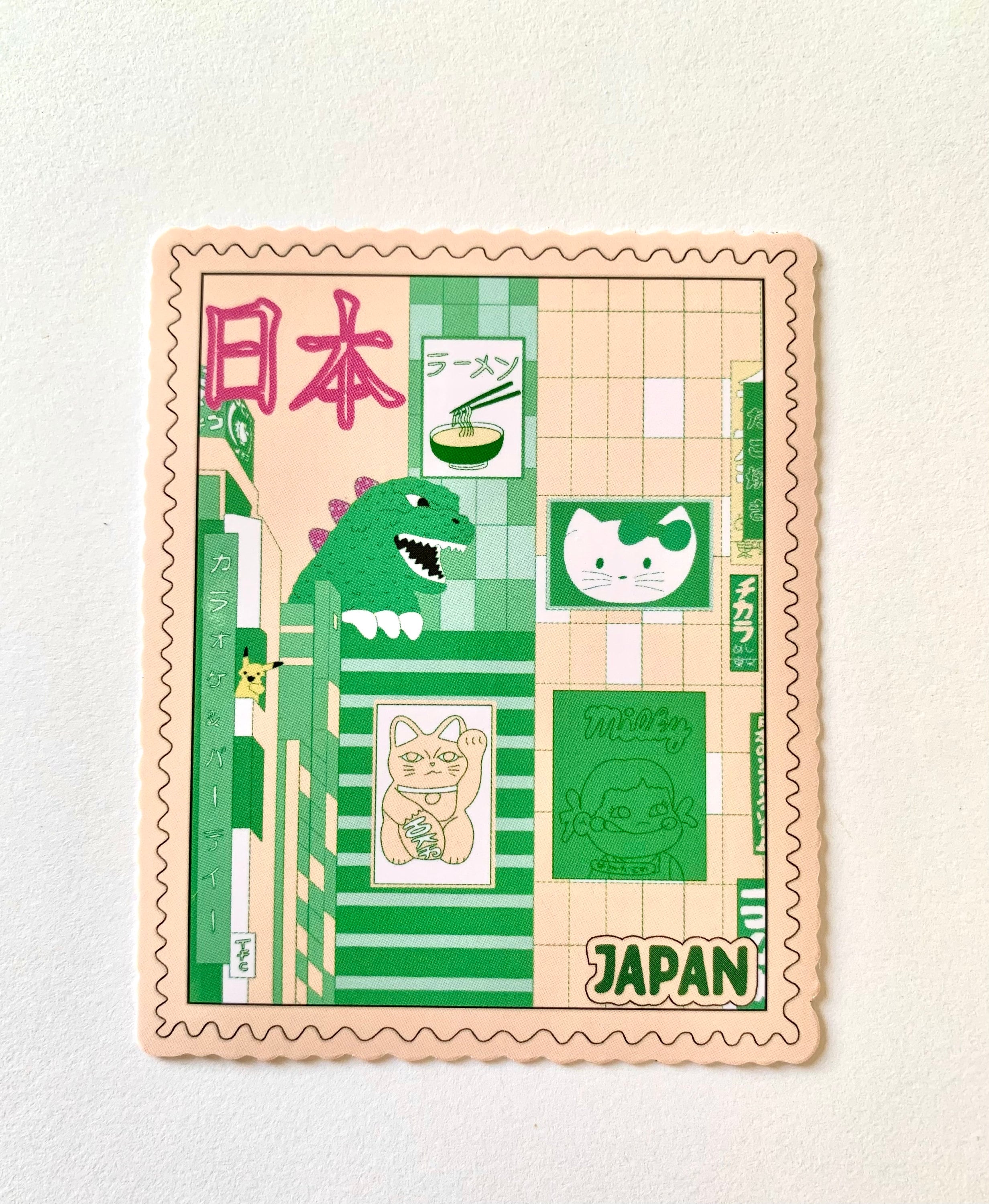 Japan Sticker Godzilla Sticker Tokyo Stamp Water Bottle Sticker Laptop ...