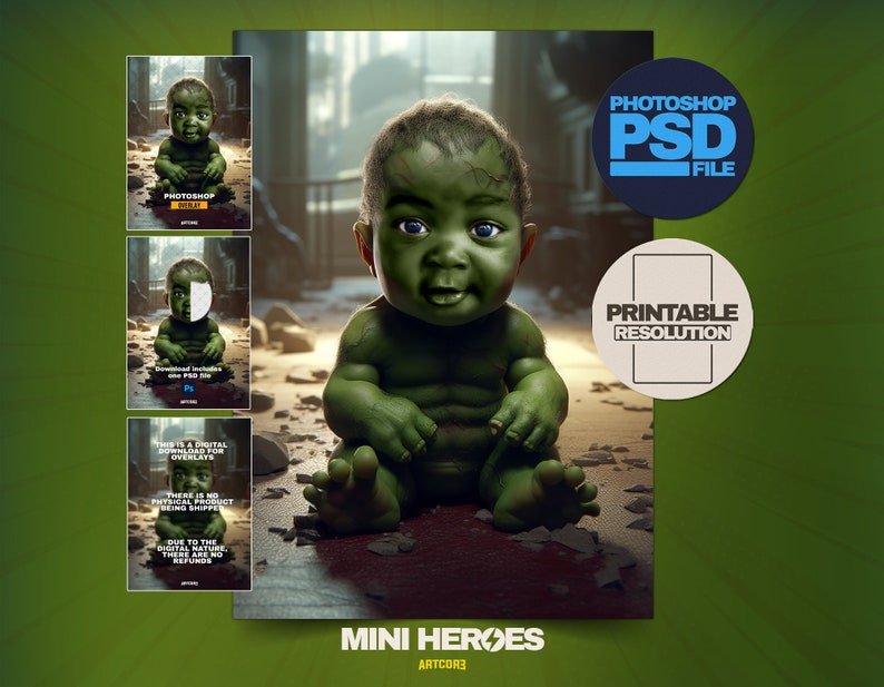 Hulk Digital Overlay Photoshop Overlay Mini Superhero - Etsy