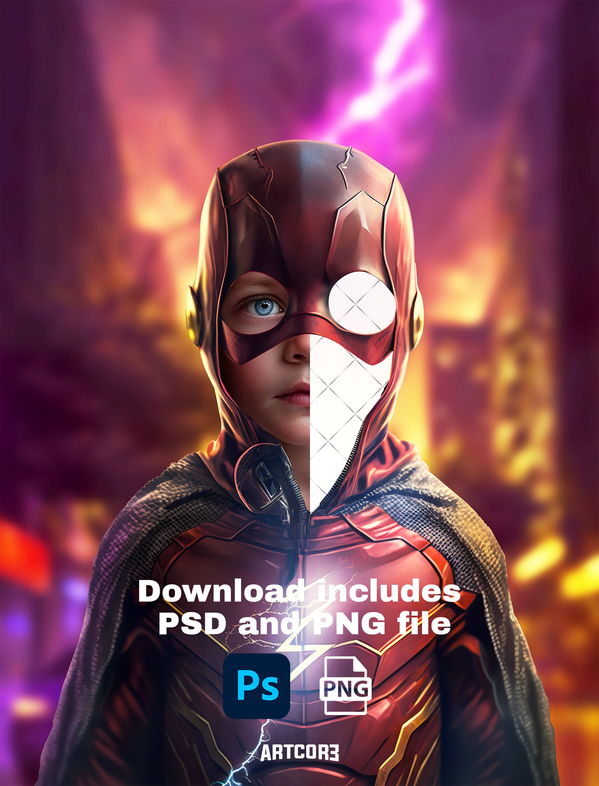 Flash Digital Overlay, Photoshop Overlay, Mini Superhero Backdrop ...