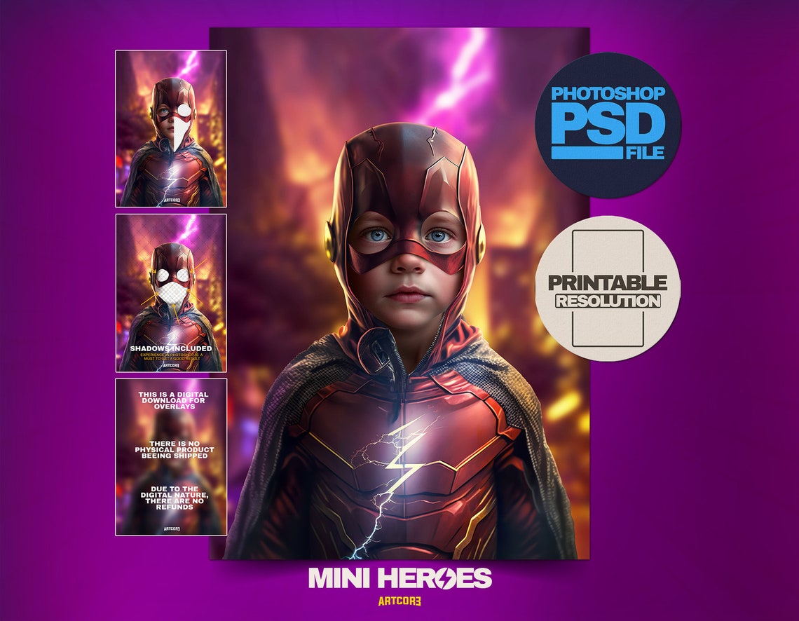 Flash Digital Overlay Photoshop Overlay Mini Superhero - Etsy