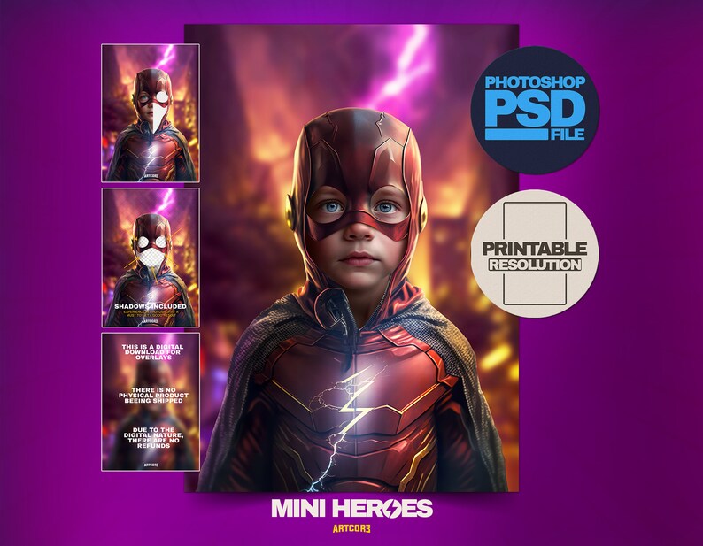 Flash Digital Overlay Photoshop Overlay Mini Superhero - Etsy