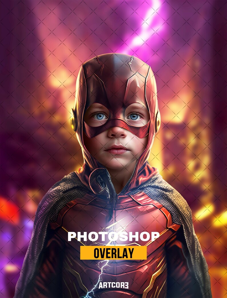Flash Digital Overlay, Photoshop Overlay, Mini Superhero Backdrop ...