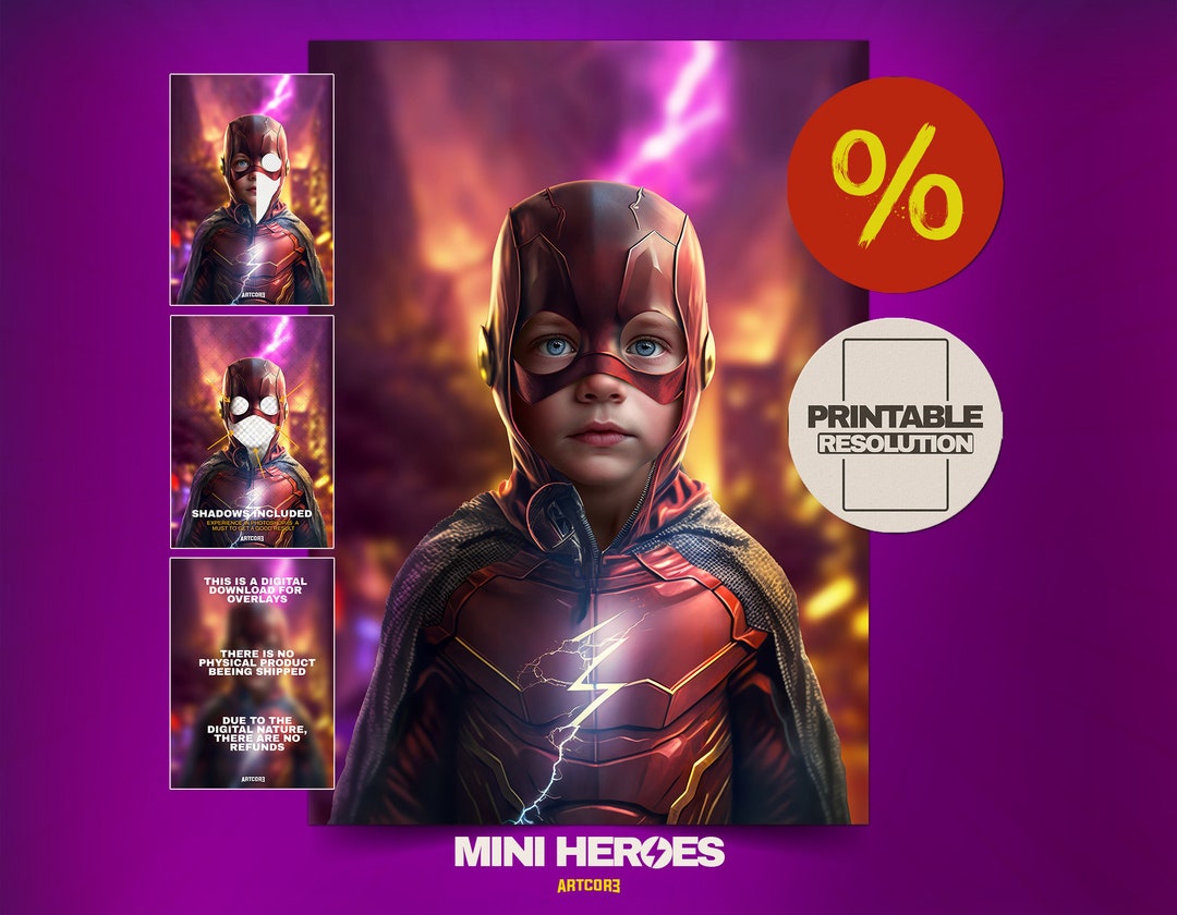 Flash Digital Overlay, Photoshop Overlay, Mini Superhero Backdrop ...