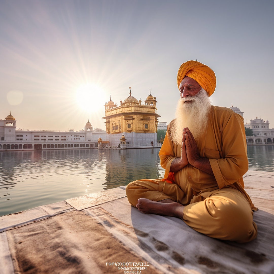 Guru Nanak Praying in Front of the Golden Temple - Etsy