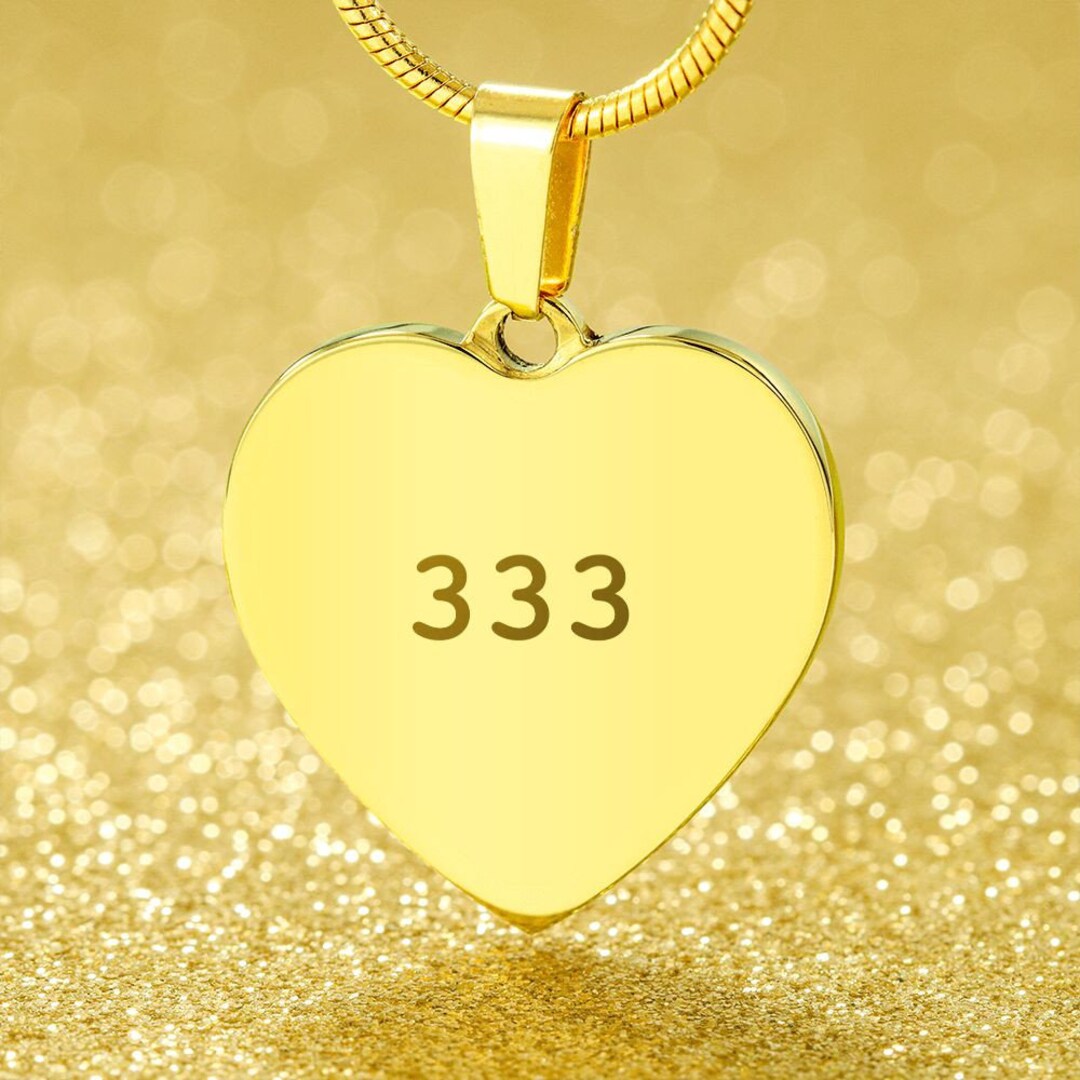 333 Angel Number Necklace Engraved Heart Necklace - Etsy