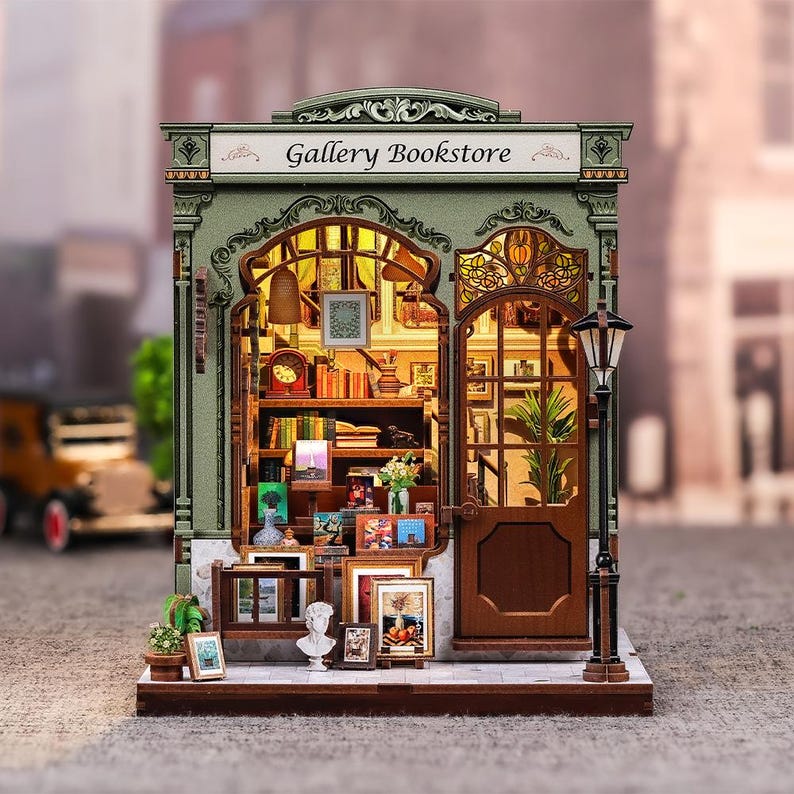 DIY Miniature Gallery Bookstore Kit - Wooden Book Nook With LED - Etsy