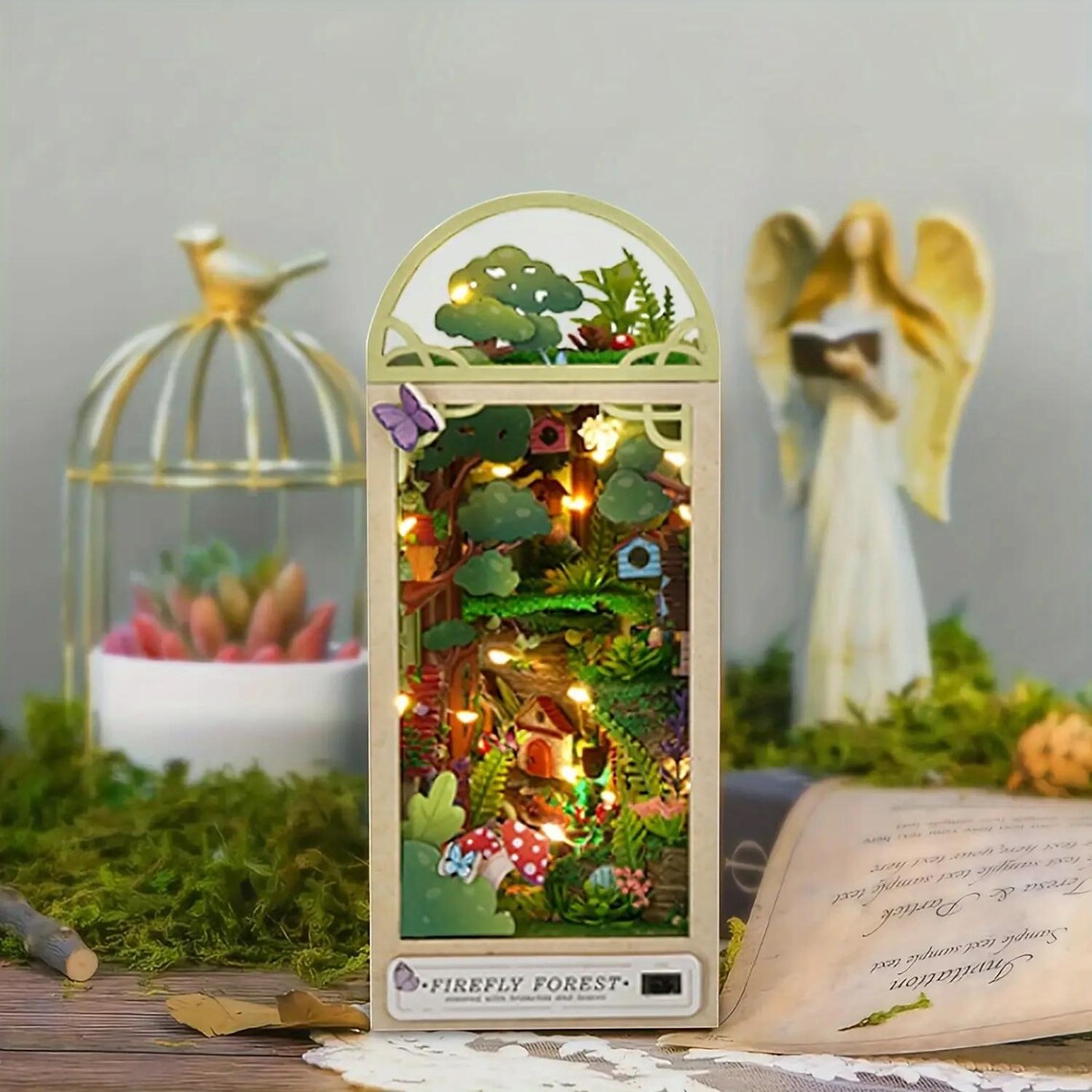 DIY 3D Fairy Tale Book Nook Kit, Enchanted Forest Dollhouse Bookstand ...