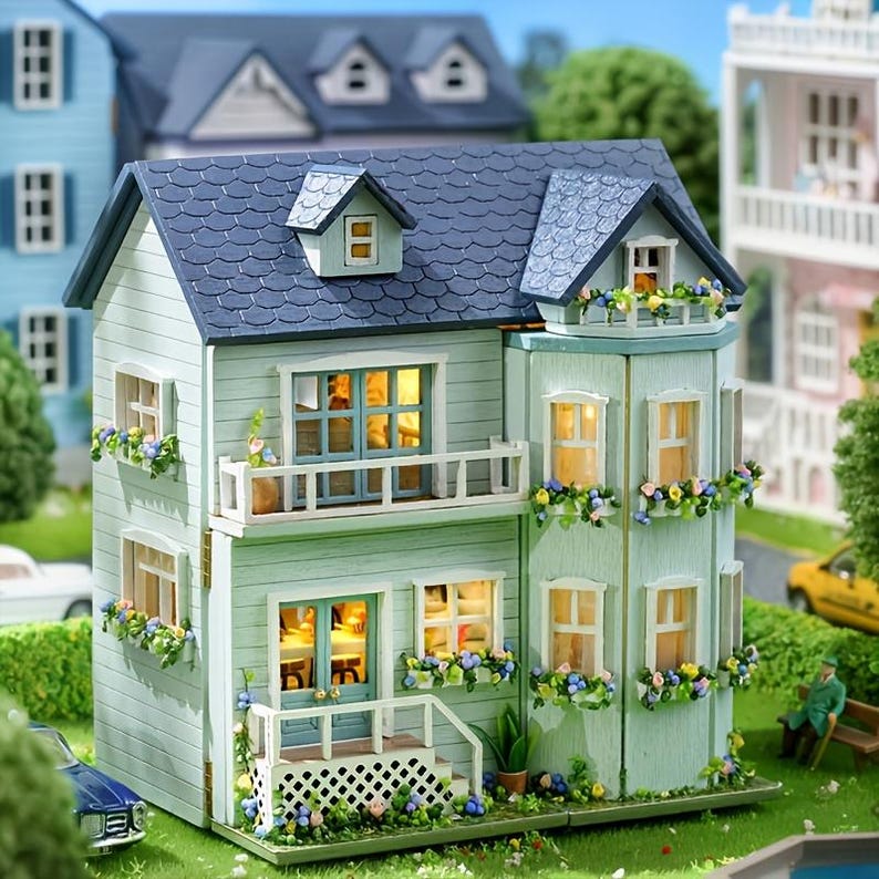 Exquisite Wooden 3D Puzzle Cottage Handcrafted Mini Home Garden Series ...