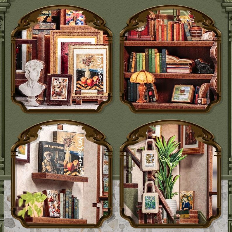 DIY Miniature Gallery Bookstore Kit - Wooden Book Nook With LED - Etsy