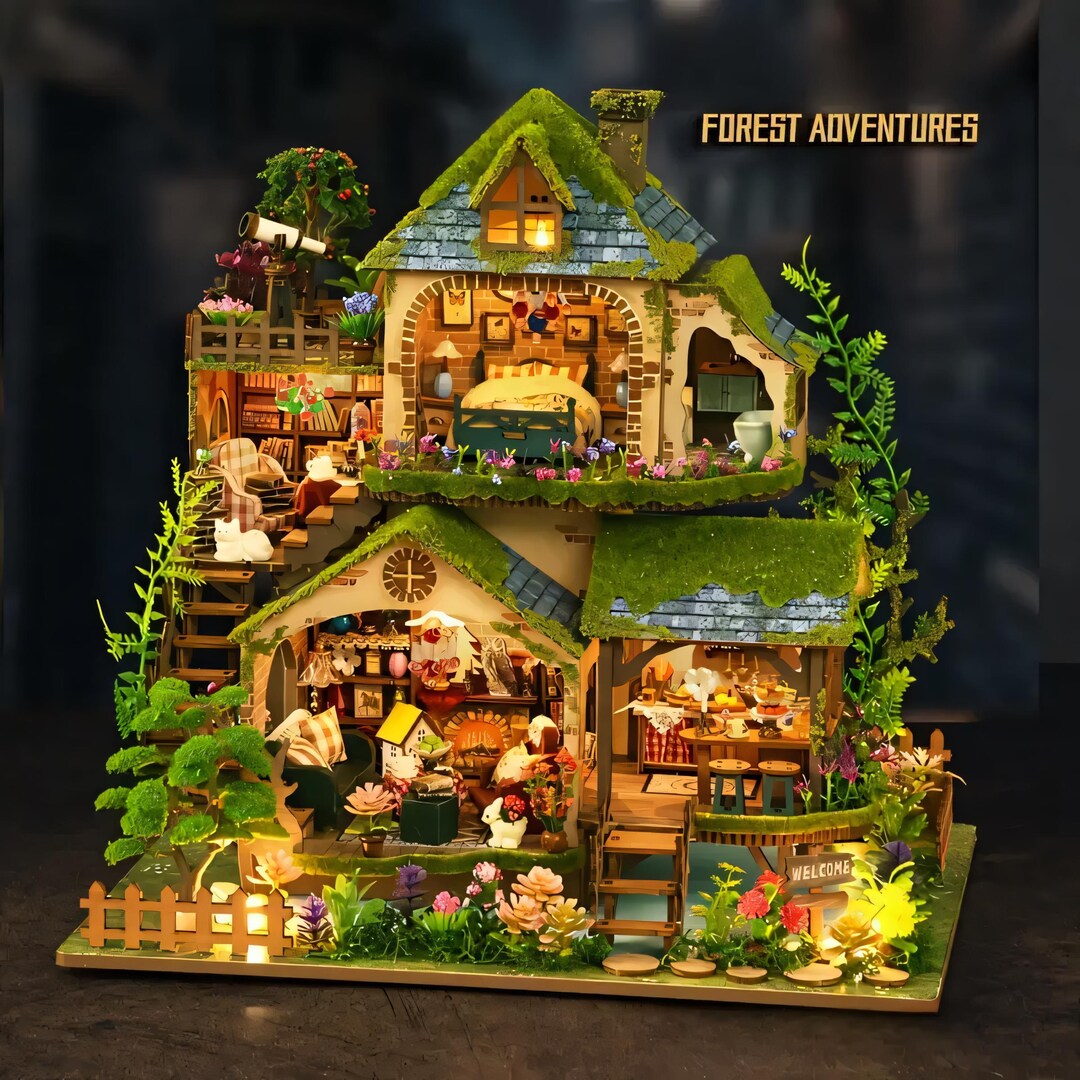 DIY Forest Adventures 3D Wooden Puzzle House Model Kit, Handcrafted ...