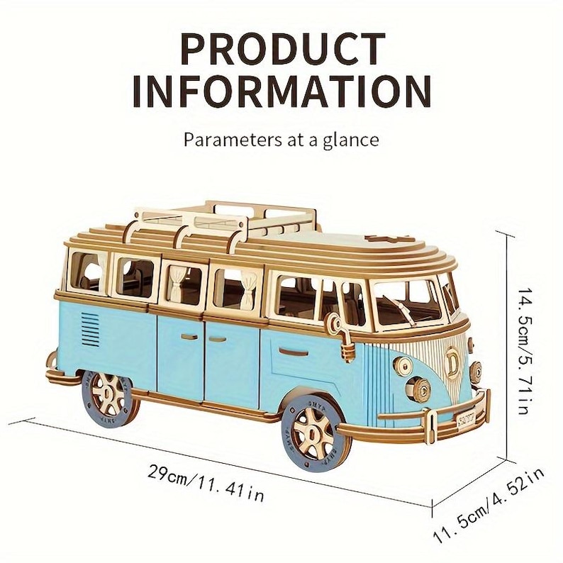 DIY Camping Car Wooden Puzzle, Wooden Car Model Children's Assembly 3D Puzzle Toy, Simulation ...