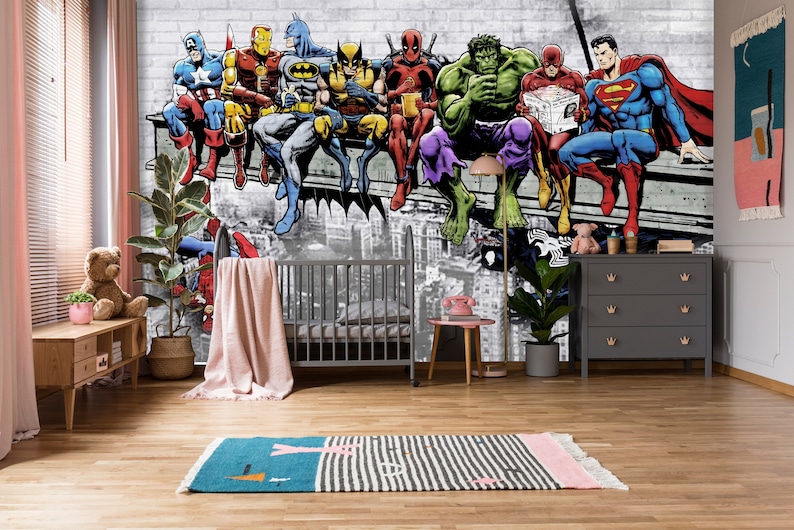 Kid Wallpaper Superheroes Wall Mural Marvel Wall Mural - Etsy