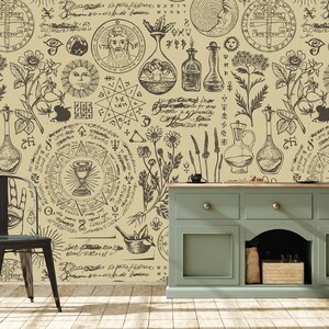 Medicine and Herbal, Beige Background Wallpaper | Peel and Stick ...