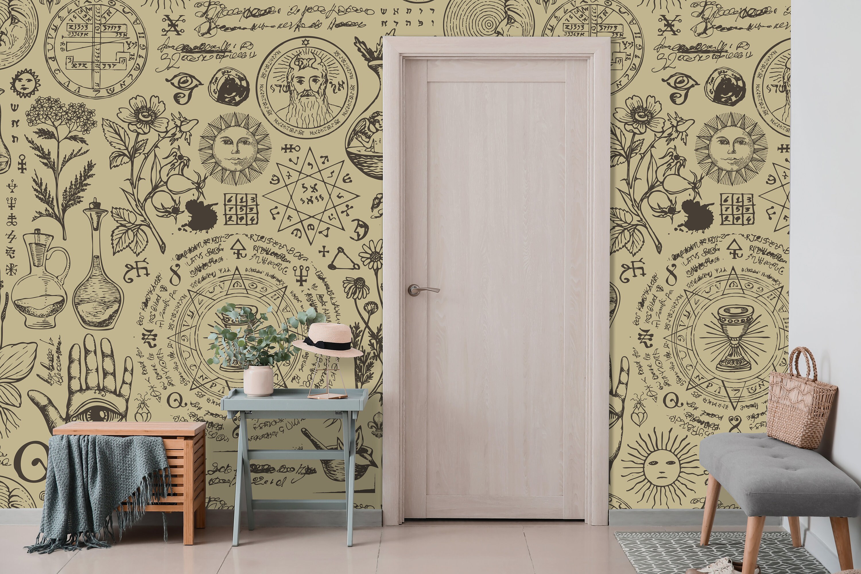 Medicine and Herbal Beige Background Wallpaper Peel and - Etsy