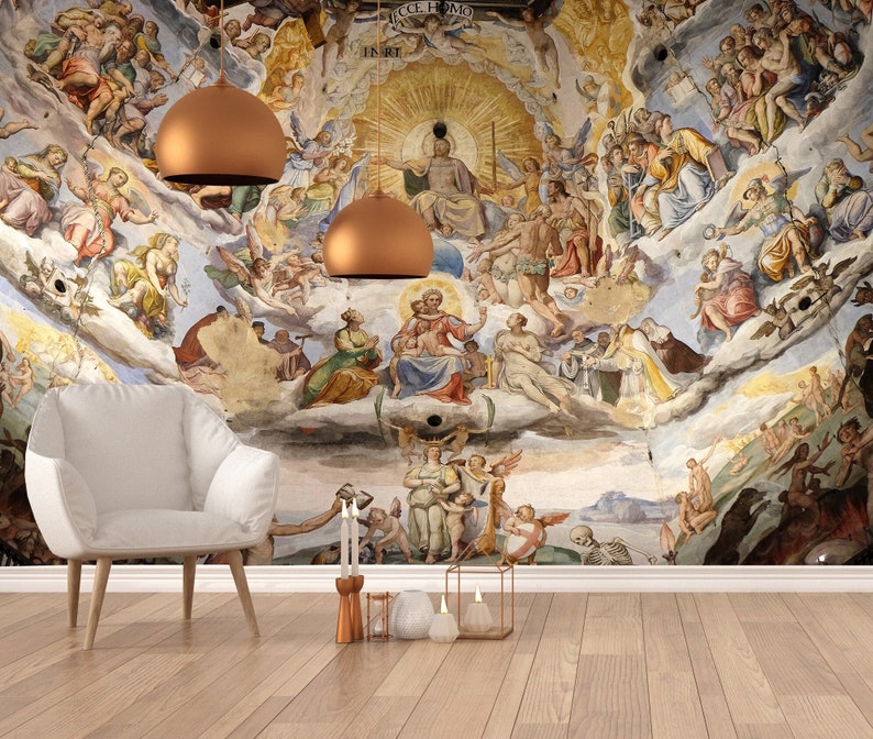 Renaissance Art Wallpaper | Last Judgment, Fresco Wall Mural | Ceiling ...
