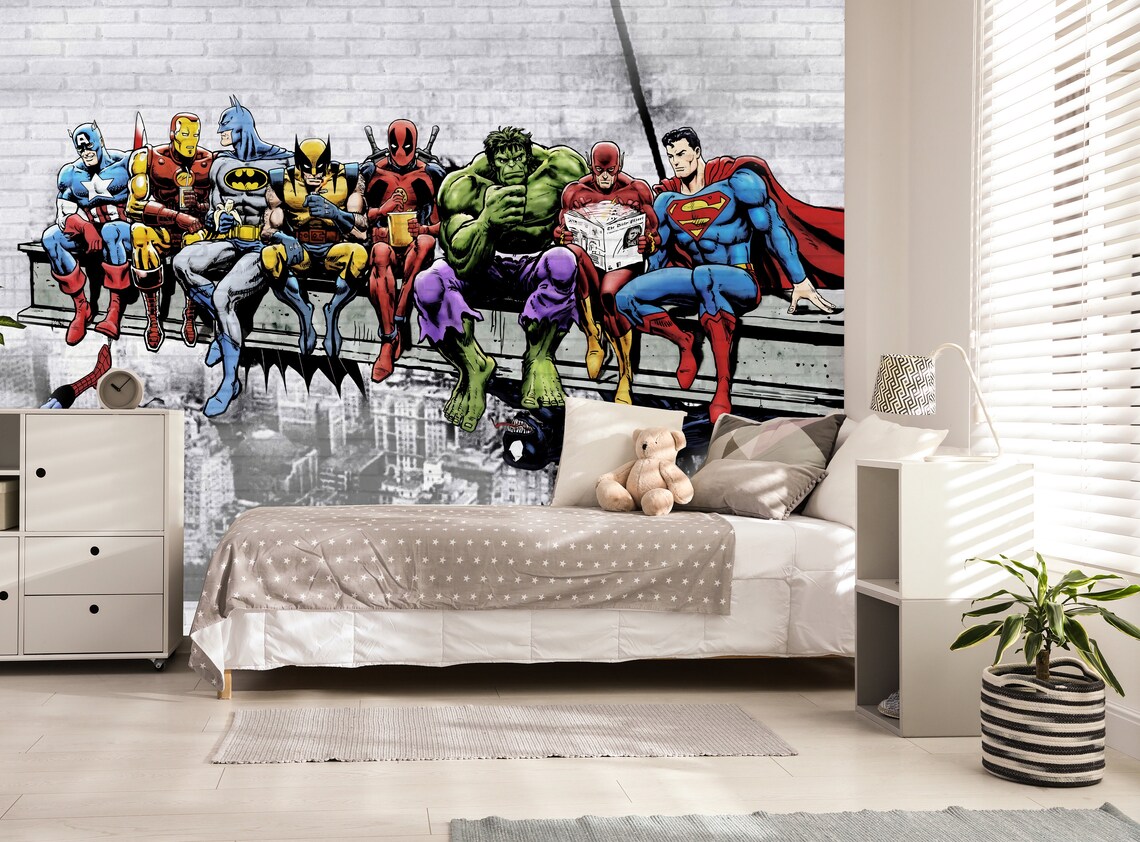 Kid Wallpaper Superheroes Wall Mural Marvel Wall Mural - Etsy