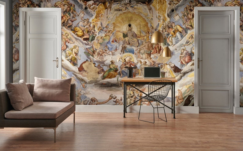 Renaissance Art Wallpaper | Last Judgment, Fresco Wall Mural | Ceiling ...