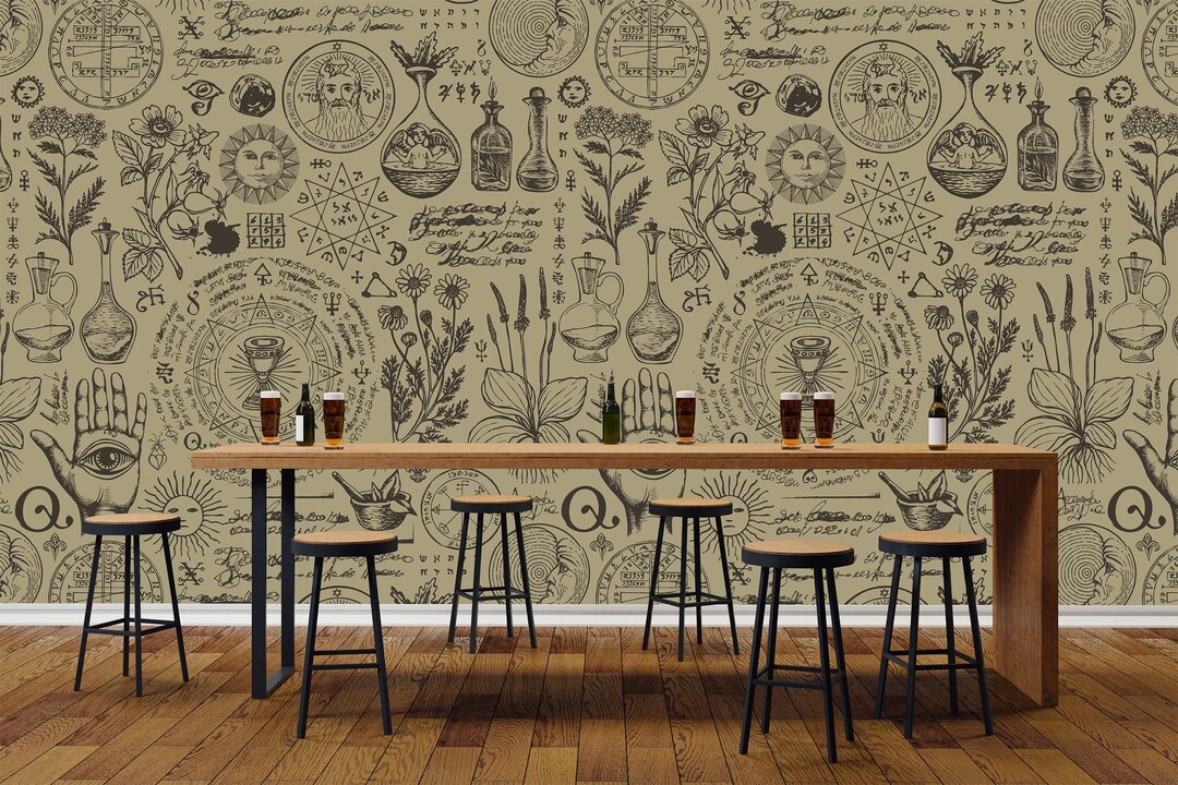 Medicine and Herbal, Beige Background Wallpaper | Peel and Stick ...