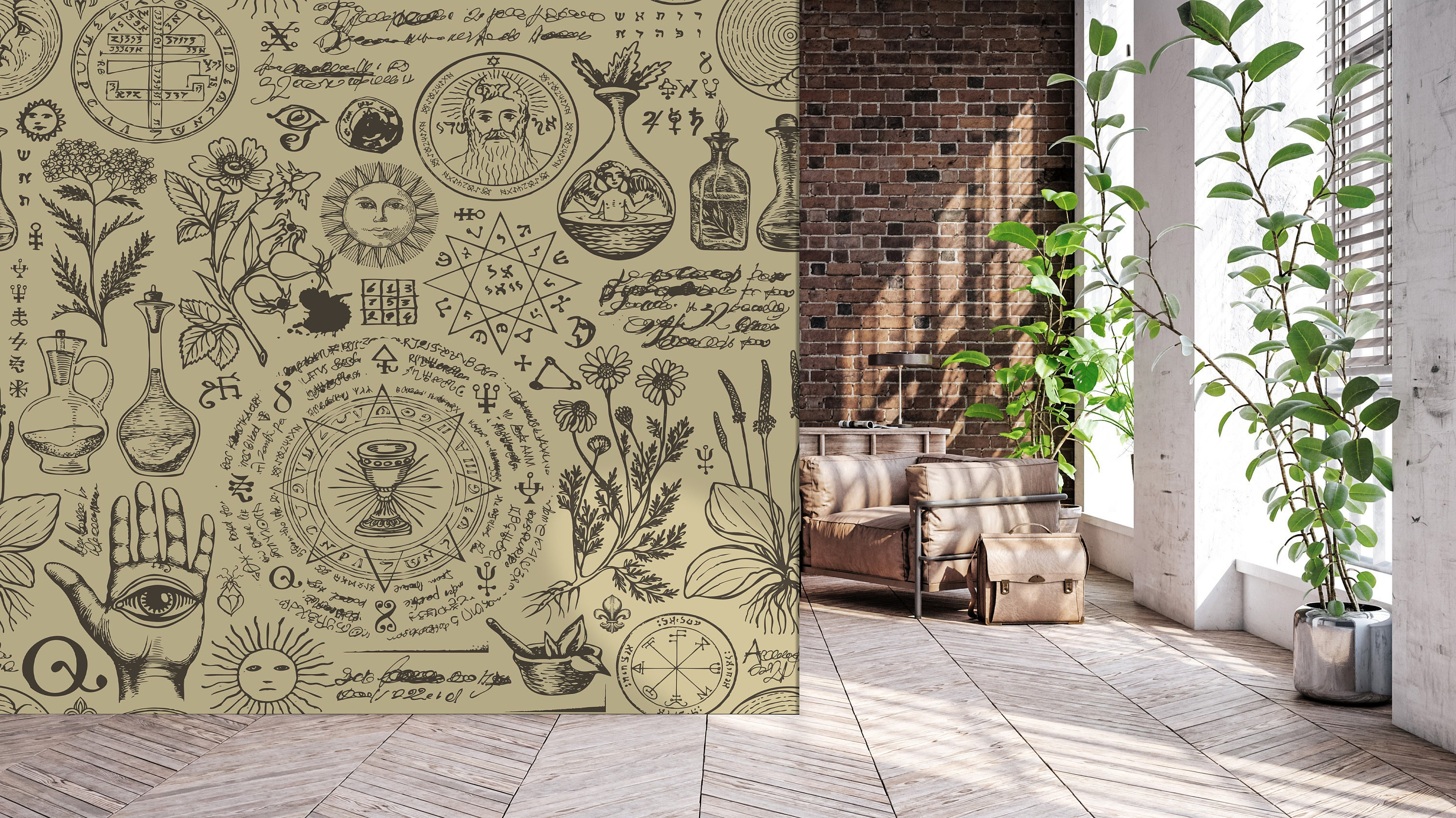 Medicine and Herbal, Beige Background Wallpaper | Peel and Stick ...