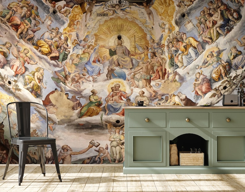 Renaissance Art Wallpaper | Last Judgment, Fresco Wall Mural | Ceiling ...