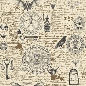 Vintage Style Alchemy Wallpaper | Hand-drawn Ancient Chemical Symbols ...