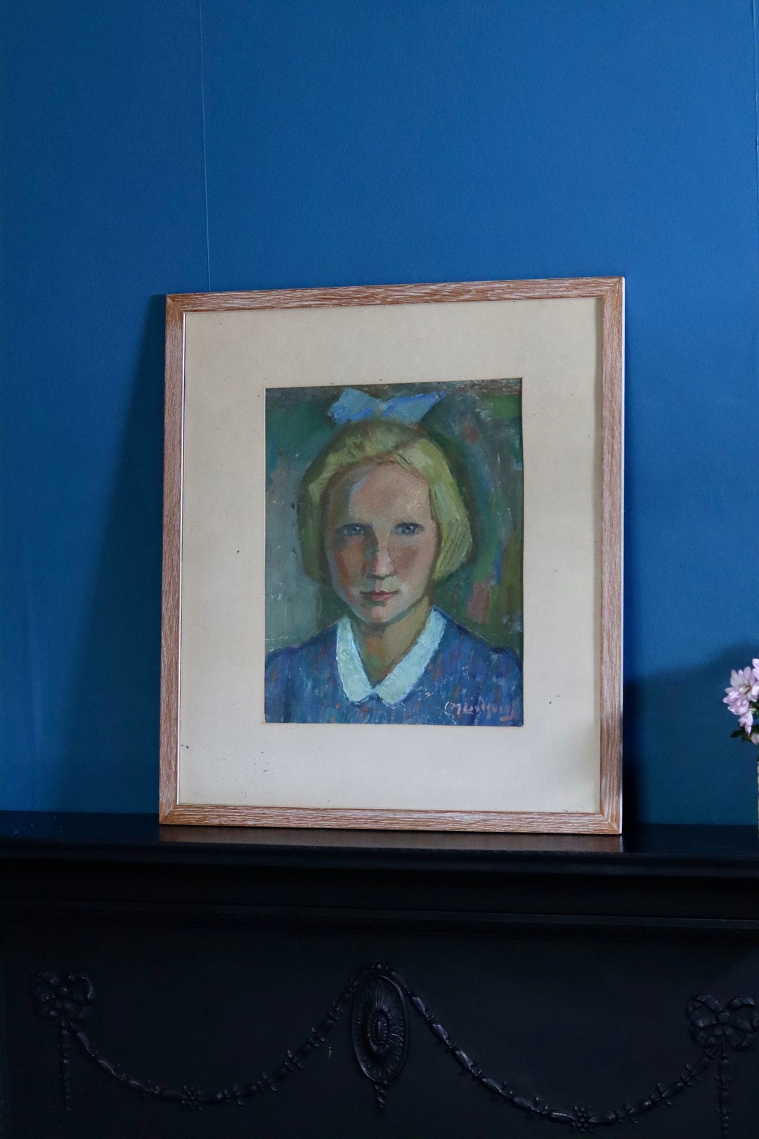 Original Swedish Modernist Oil Painting "peasant Girl Jean Worth Bolts ...