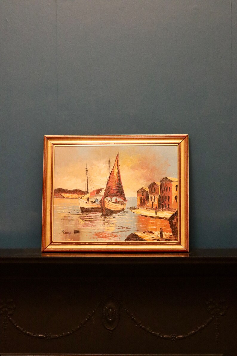 Original Vintage French Oil Painting on Canvas cotes DAZUR Juan Les ...