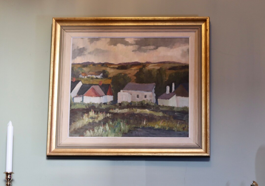 Original Swedish Modernist Oil Painting" Landscape With House ...