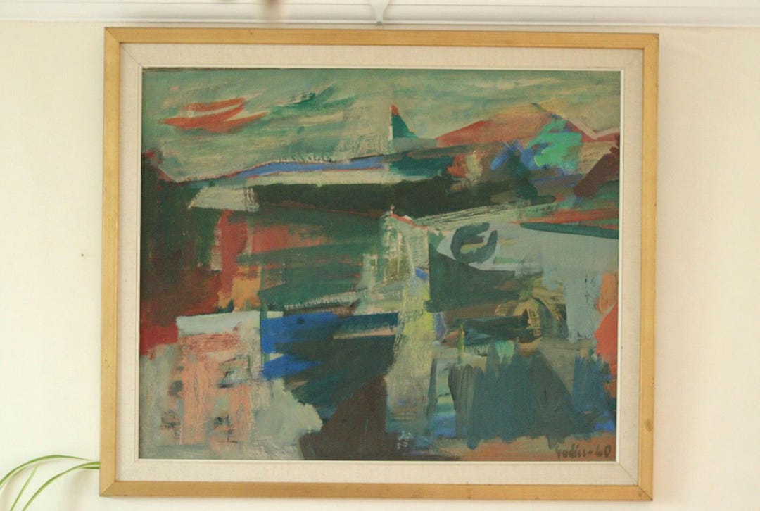 Original Swedish Mid-century Oil on Panel – “abstract Scene” by Ragnar ...