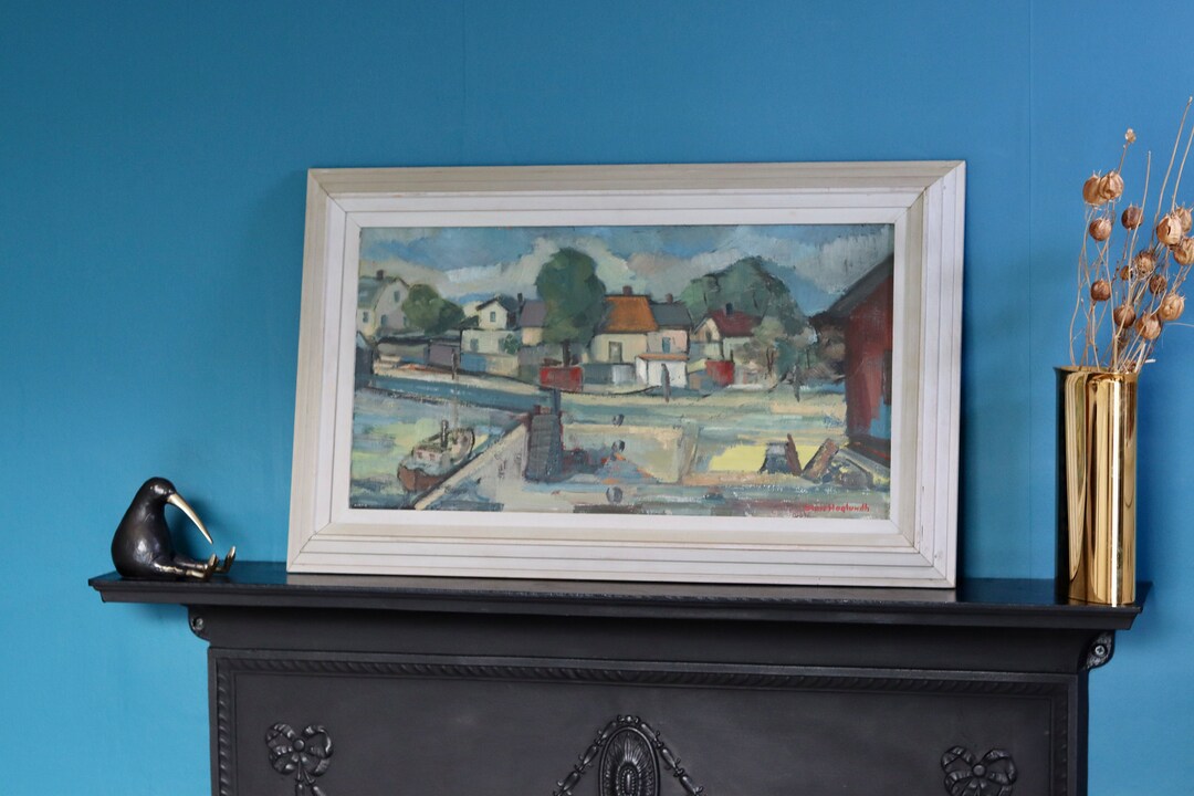Original Swedish Mid-century Oil on Canvas Port by Sture Haglundh1880 ...