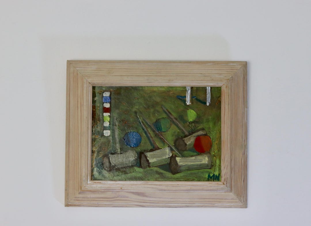Original Swedish Mid-century Oil on Panel croquet Game by Michael ...