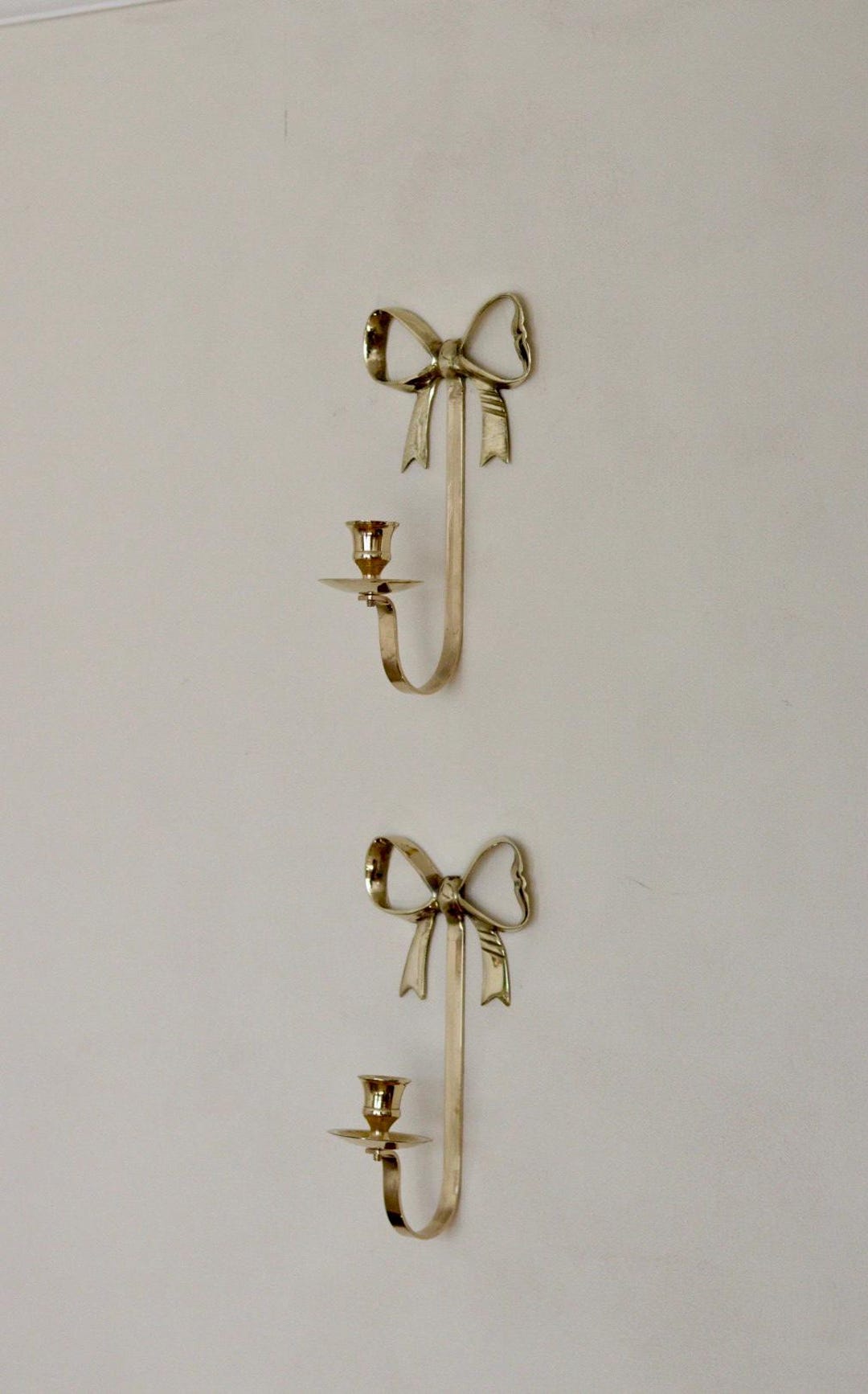 Pair of Vintage Style Brass Bow Sconces - Etsy