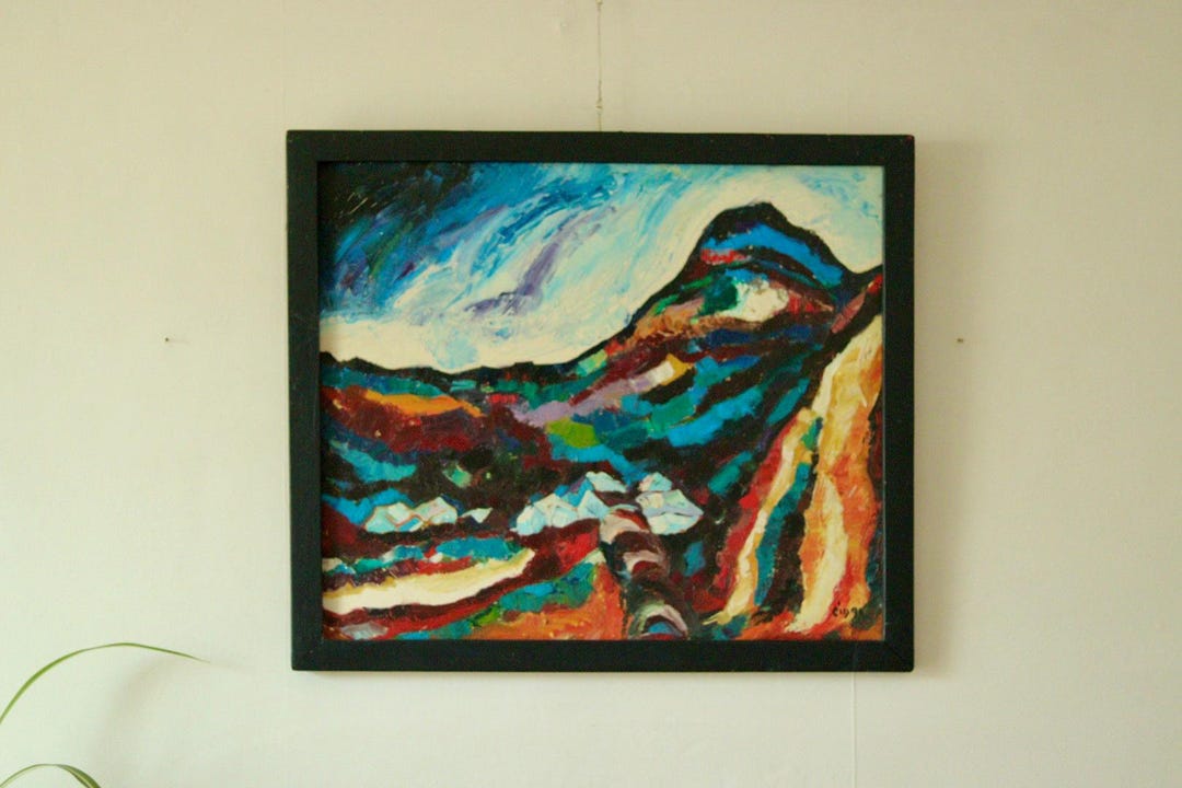Original Mid-century Oil on Panel – “bold Mountains” by Cid – Vintage ...