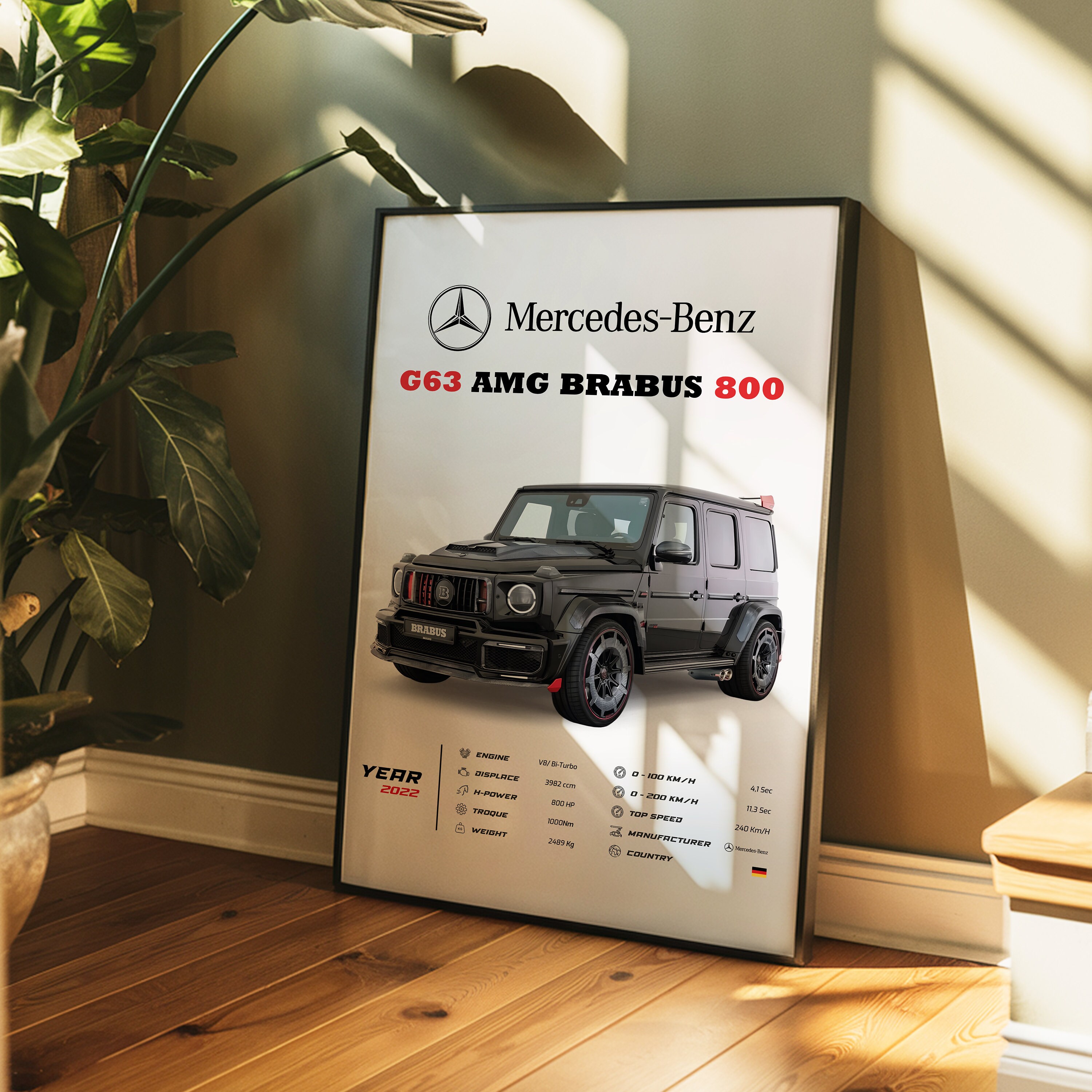 Mercedes Benz G63 AMG Brabus 800 2022, Wall Art Boys Room Decor, Car ...