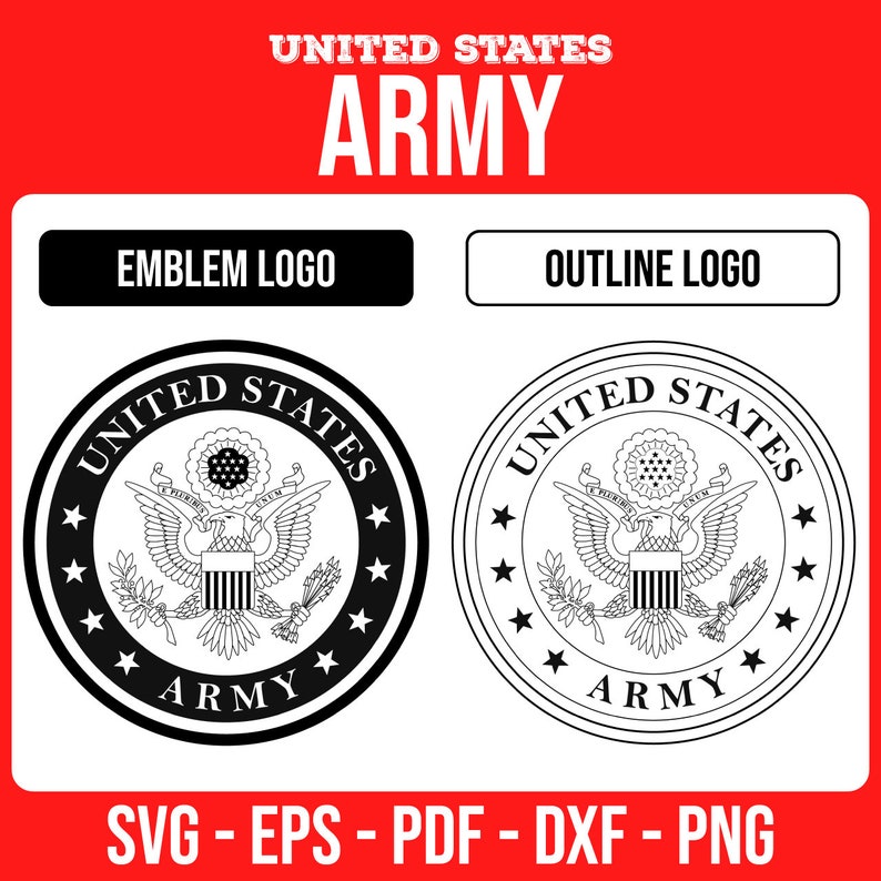 SVG Emblem & Outline 2 Logos US Army Logo Perfect for Laser Cutting ...