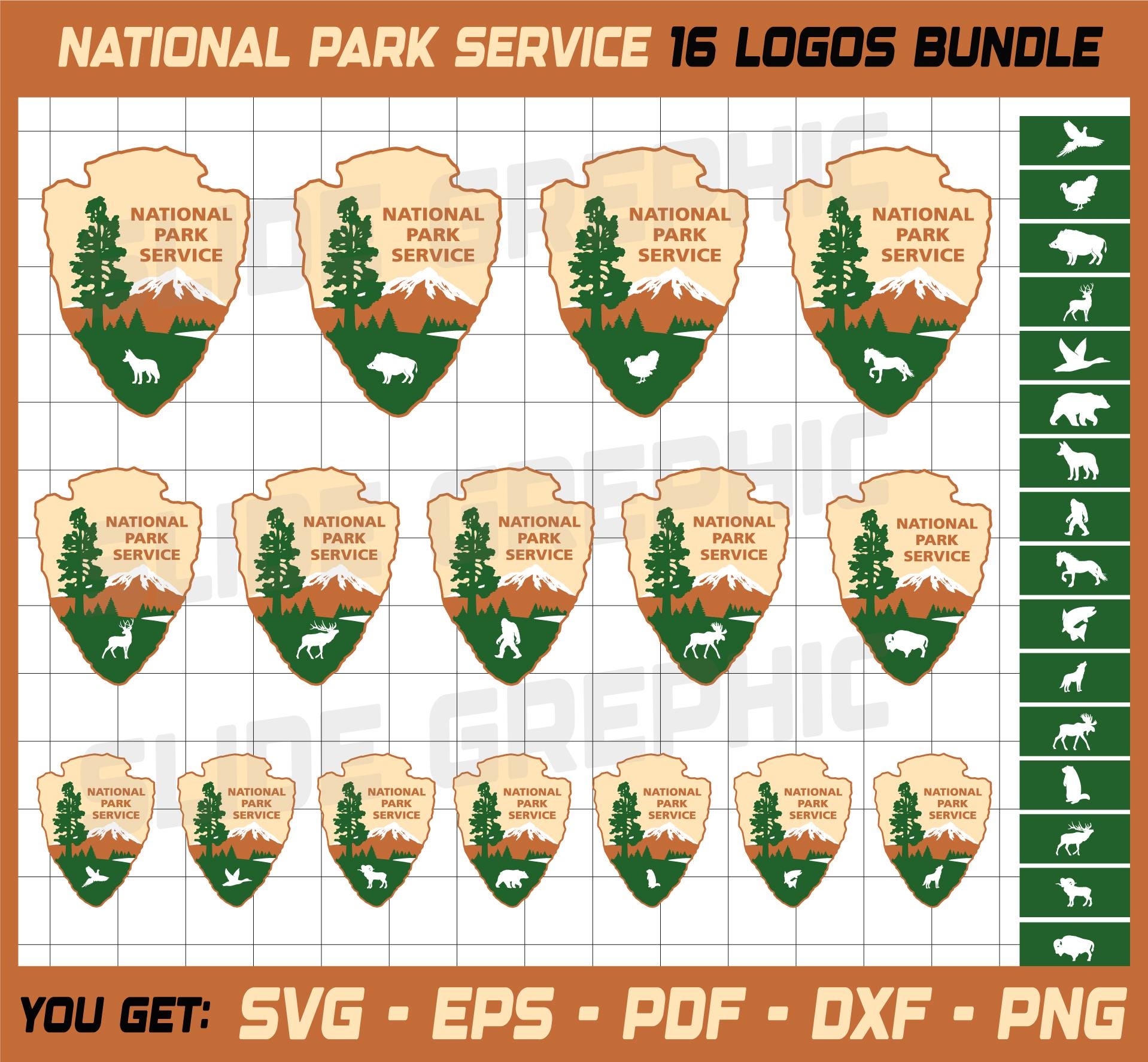 Personalized National Park Service Logos Bundle, 16 Symbols National ...