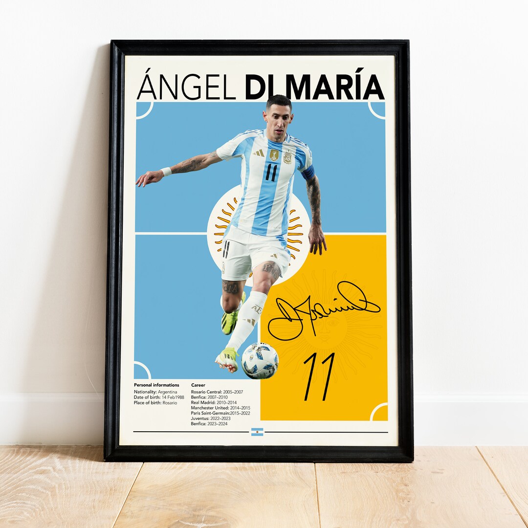 Angel Di Maria Wall Art, Argentina Soccer Print, Soccer Gifts, Football ...