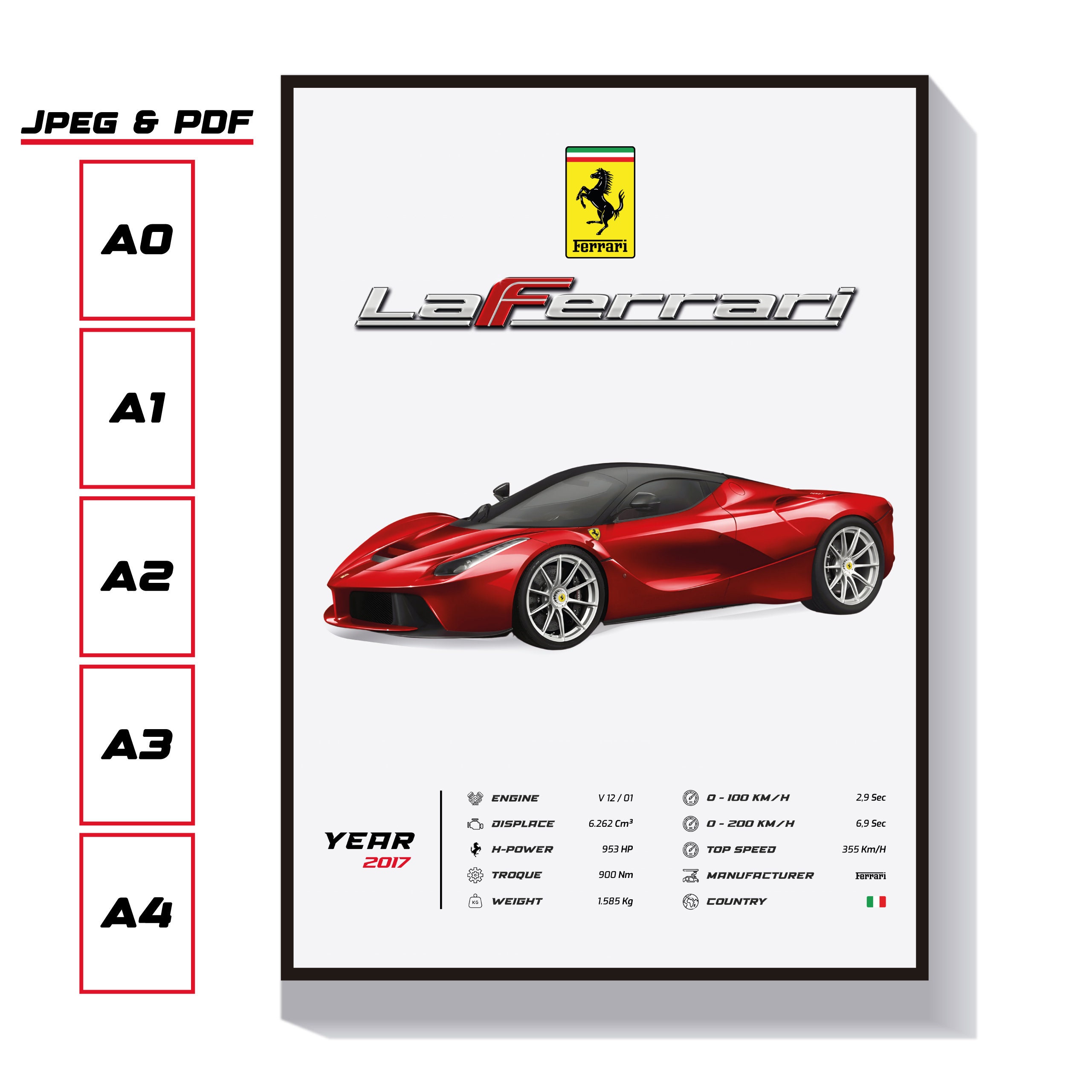 Laferrari Poster 2017 Printable ,wall Art for Boys Room Decor, Car ...