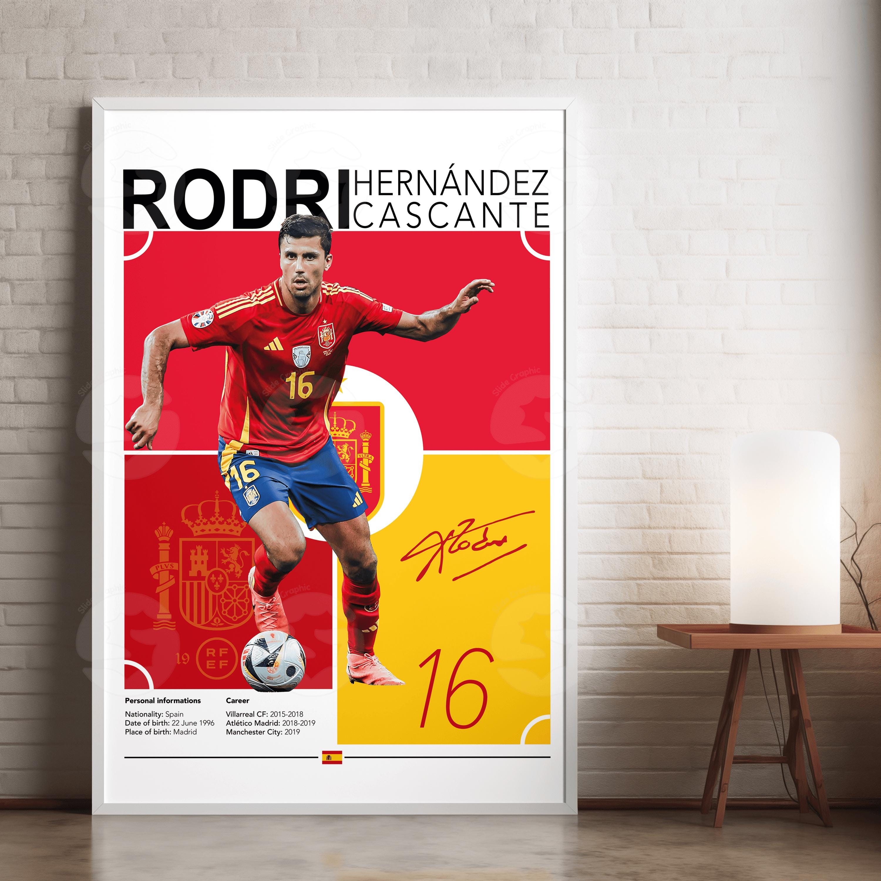 Rodri Hernandez Poster, Spain Football Print, Soccer Gifts, Sports ...