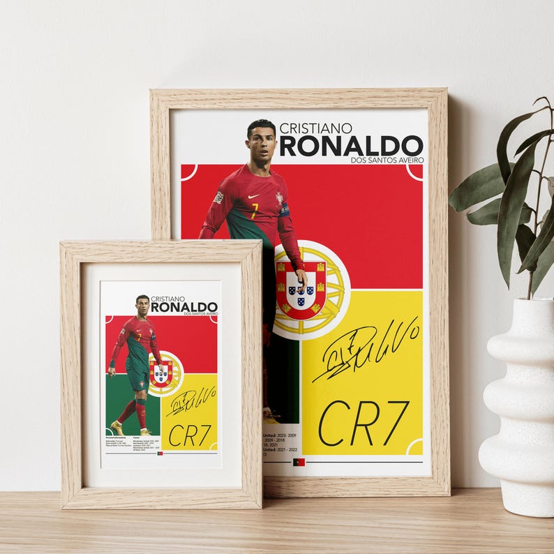 Cristiano Ronaldo Poster, Portugal Football Print, Soccer Gifts, Sports ...