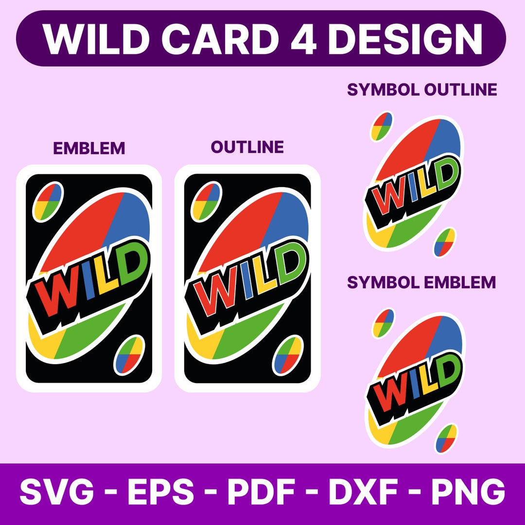 Wild Card 4 Designs Emblem and Outline Svg, Eps, Pdf, Dxf, Png Clipart ...