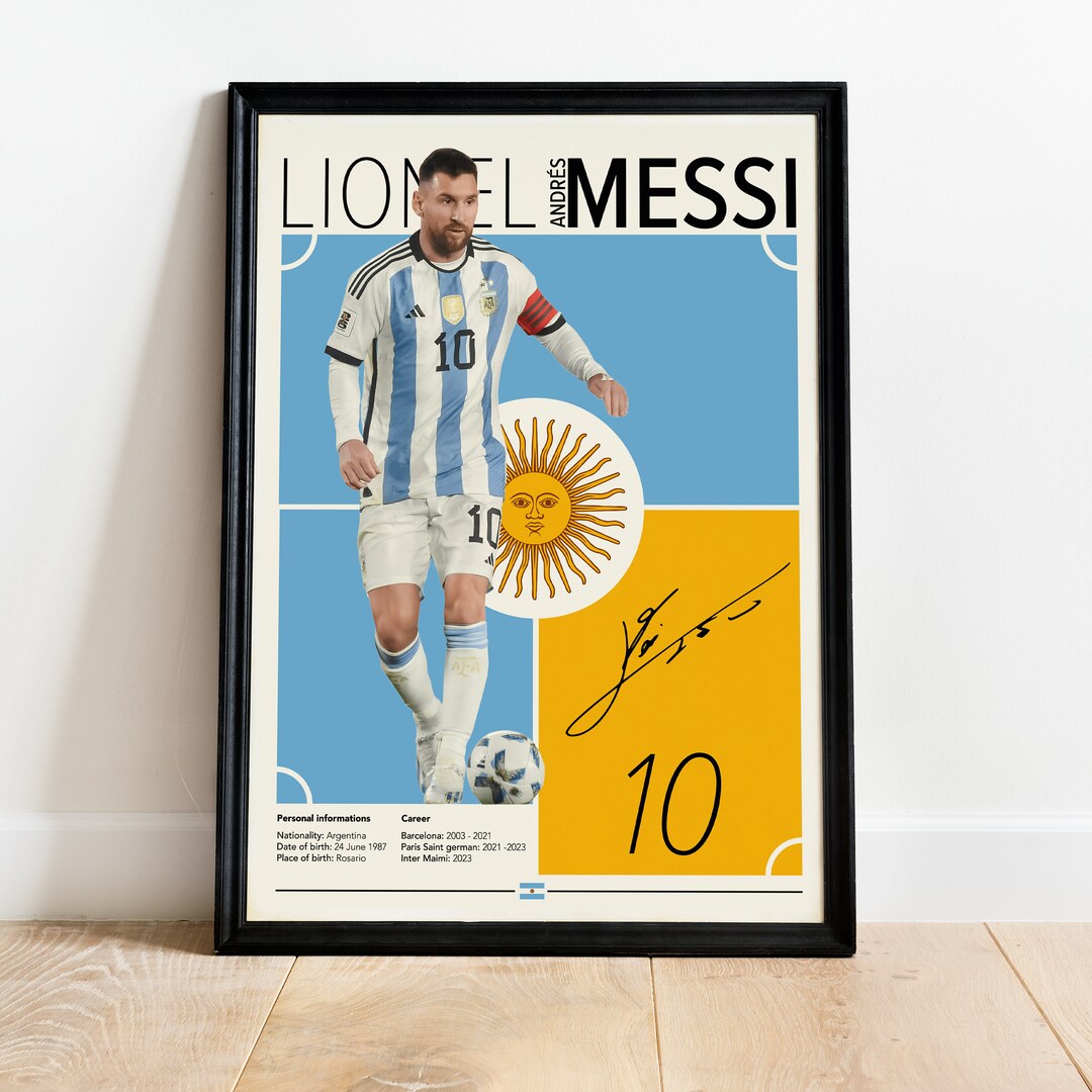 Lionel Messi Wall Art, Argentina Soccer Print, Soccer Gifts, Football ...