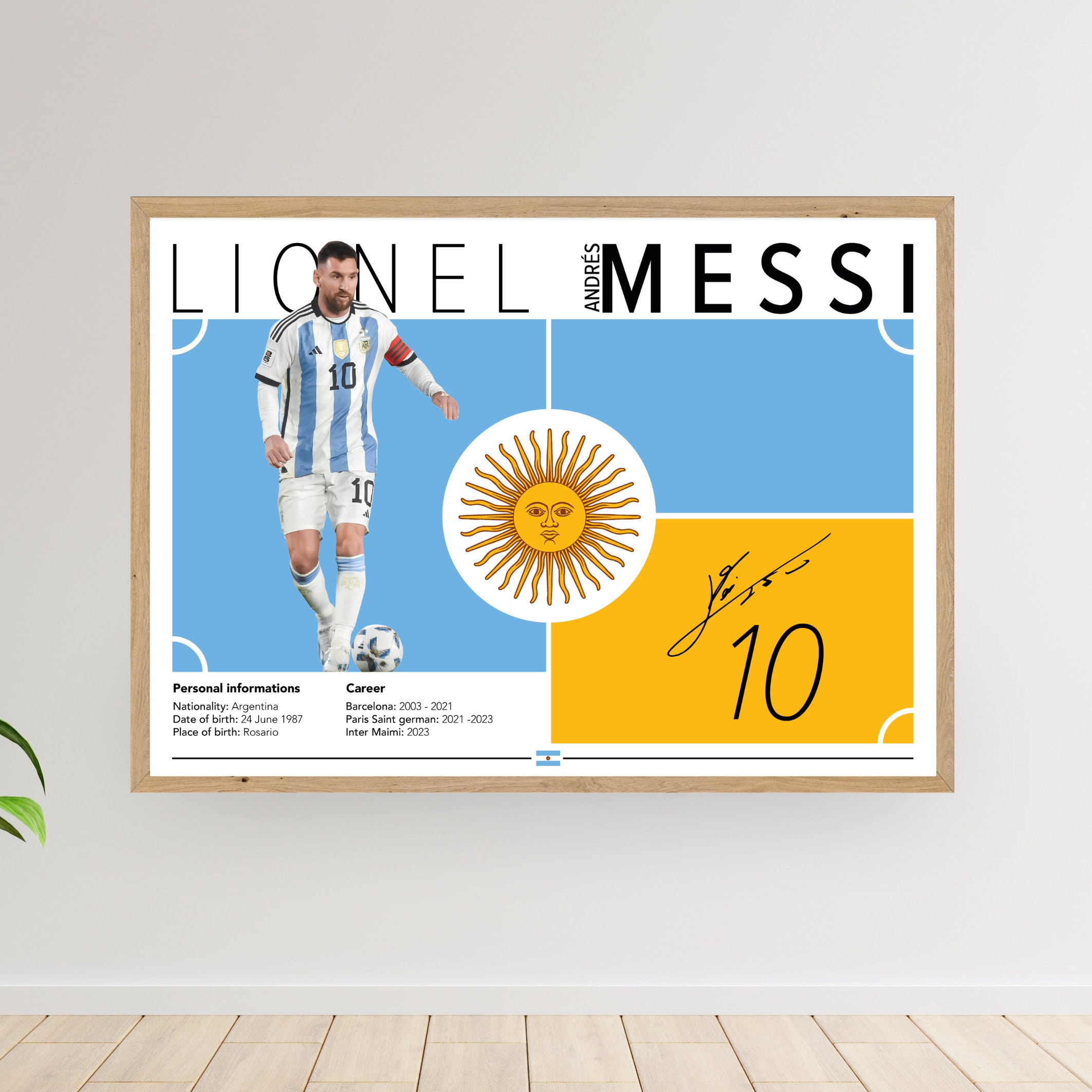Set of 4 Prints Messi Neymar Mbappe Ronaldo Landscape Posters, Wall Art ...