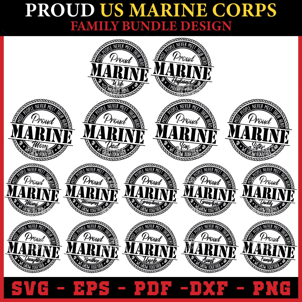 Proud US Marine Corps Family Bundle SVG Most People Never Meet Their ...