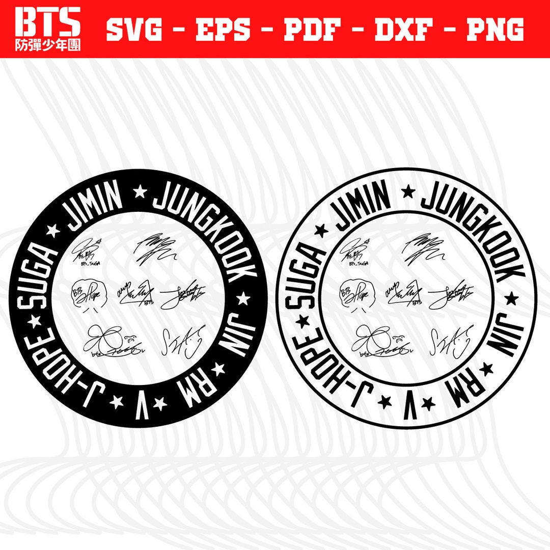 BTS Logo Autographs - Bangtan, Jimin, Jin, Jungkuk, RM, V, J-hope, Suga ...