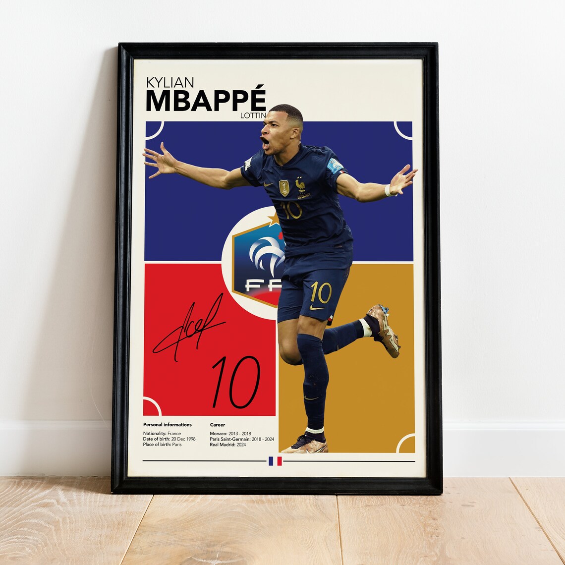 Kylian Mbappé Poster, France National Football Player , Soccer Gifts ...
