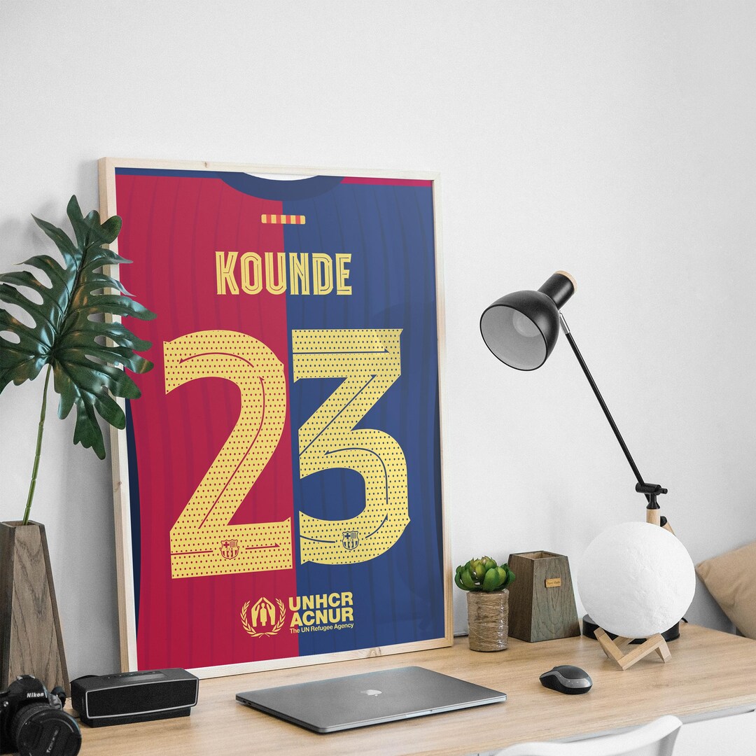 KOUNDE FC Barcelona Jersey Poster, Barcelona Print Art, Barcelona Wall ...