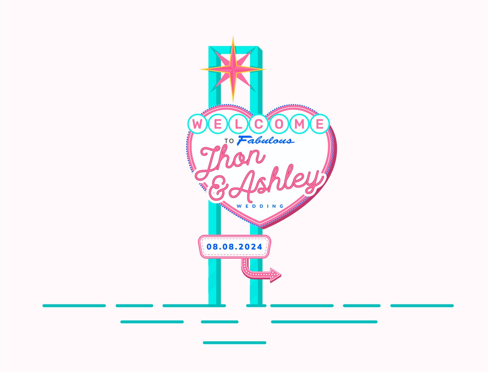 Custom Vegas Wedding Sign, Personalized Las Vegas Style Wedding ...